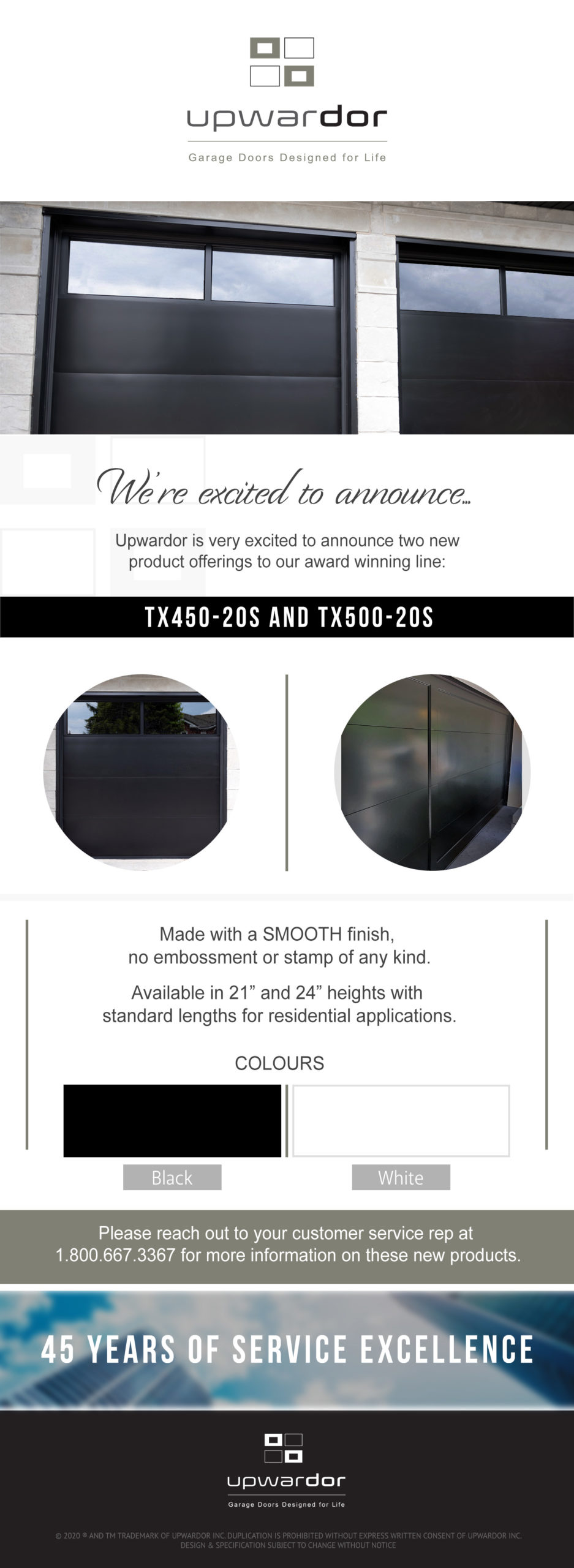 New Product Offerings - TX450-20S & TX500-20S | Upwardor® - Garage Door ...