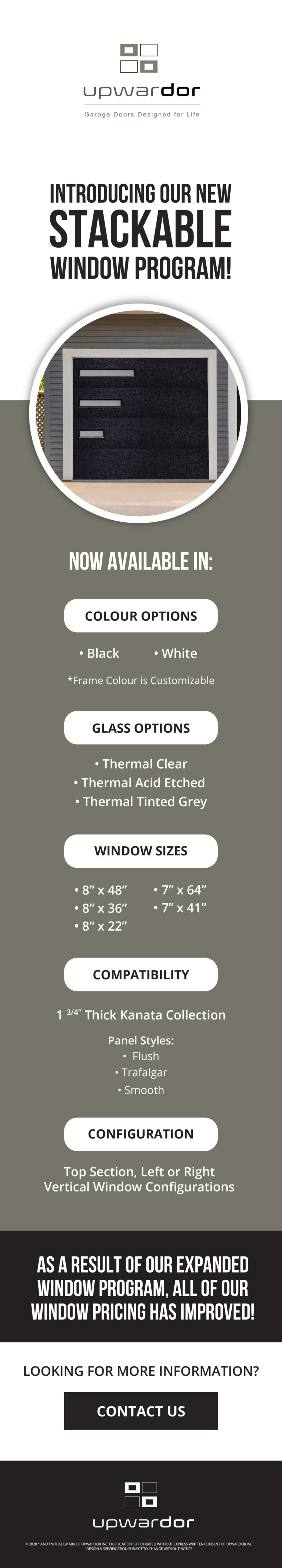 Upwardor News - Our New Stackable Window Program | Upwardor® - Garage Door Manufacturer in Milton