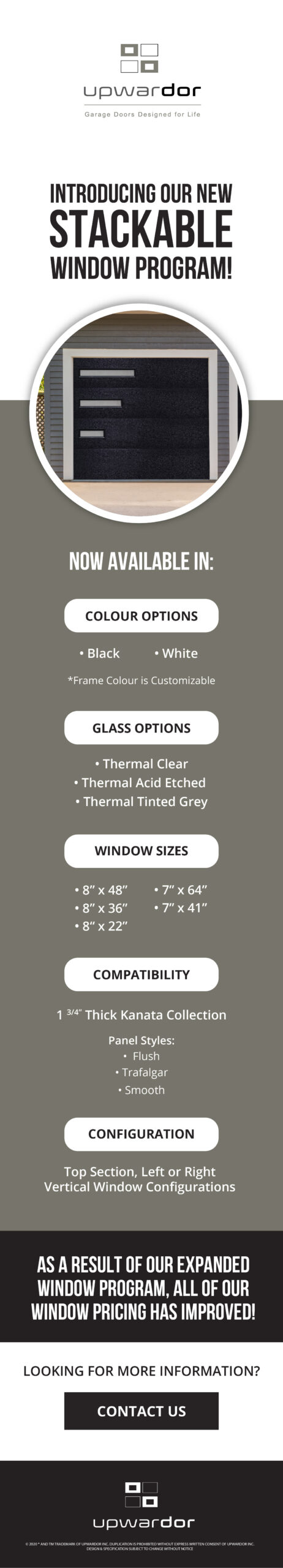 Upwardor News - Our New Stackable Window Program | Upwardor® - Garage Door Manufacturer in Milton